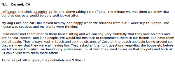 Letters Of Reference 5 Star Housesitters 5 Star Housesitters